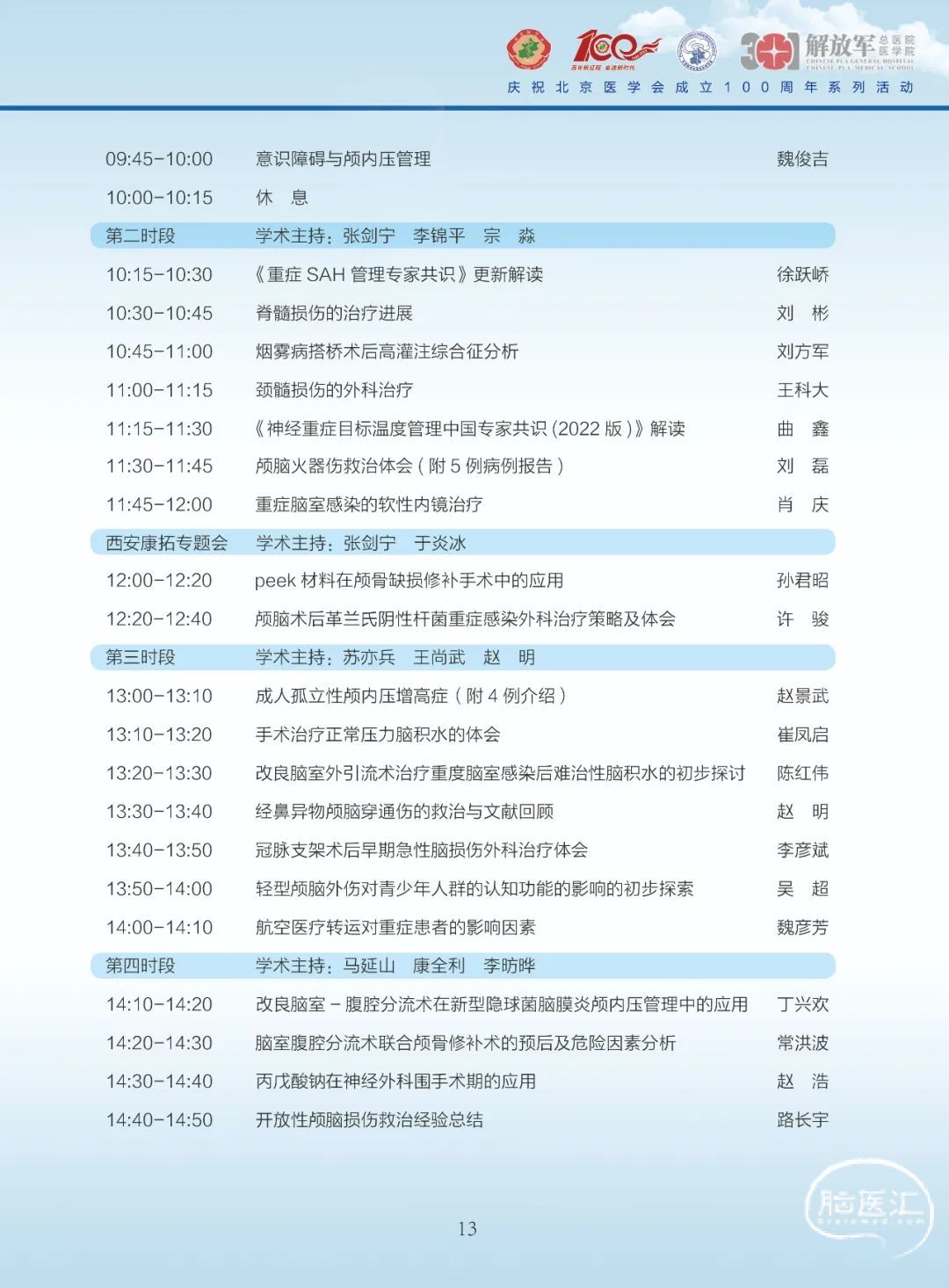 【12月29 30日直播】2022北京医学会神经外科学术年会 解放军总医院神经外科高峰论坛，欢迎观看！ 脑医汇