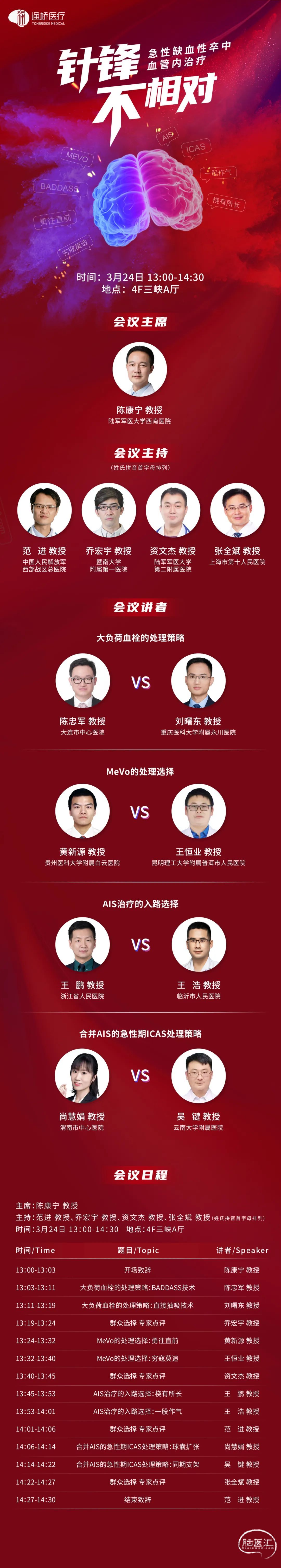 【直播预告】 3月24日1300 针锋不相对:急性缺血性卒中血管内治疗,敬请期待! 脑医汇
