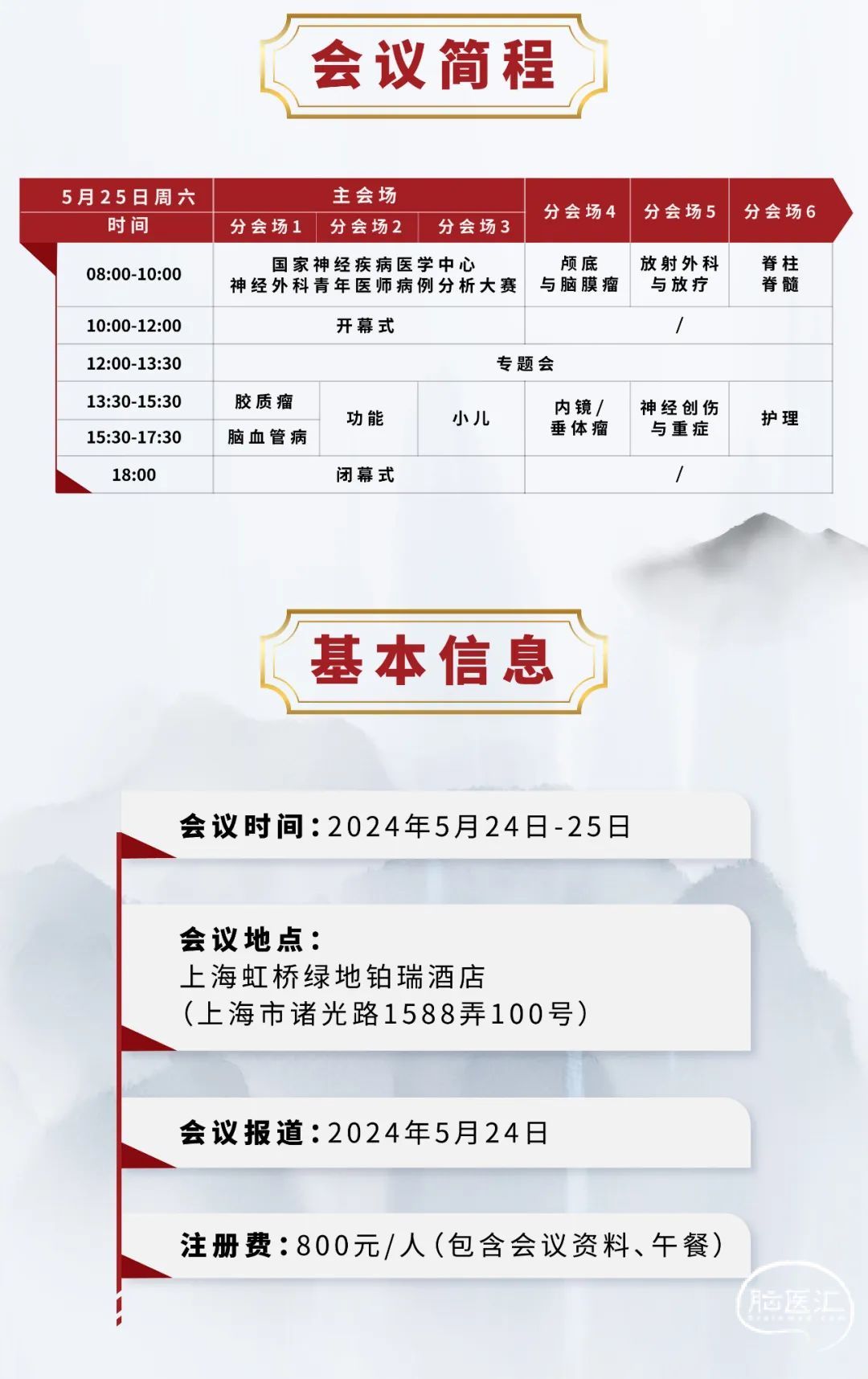 【第二轮会议通知】华山峰彩•第三届国家神经疾病医学中心（华山）神经外科年度学术论坛，5月24日 25日，欢迎参会！ 脑医汇