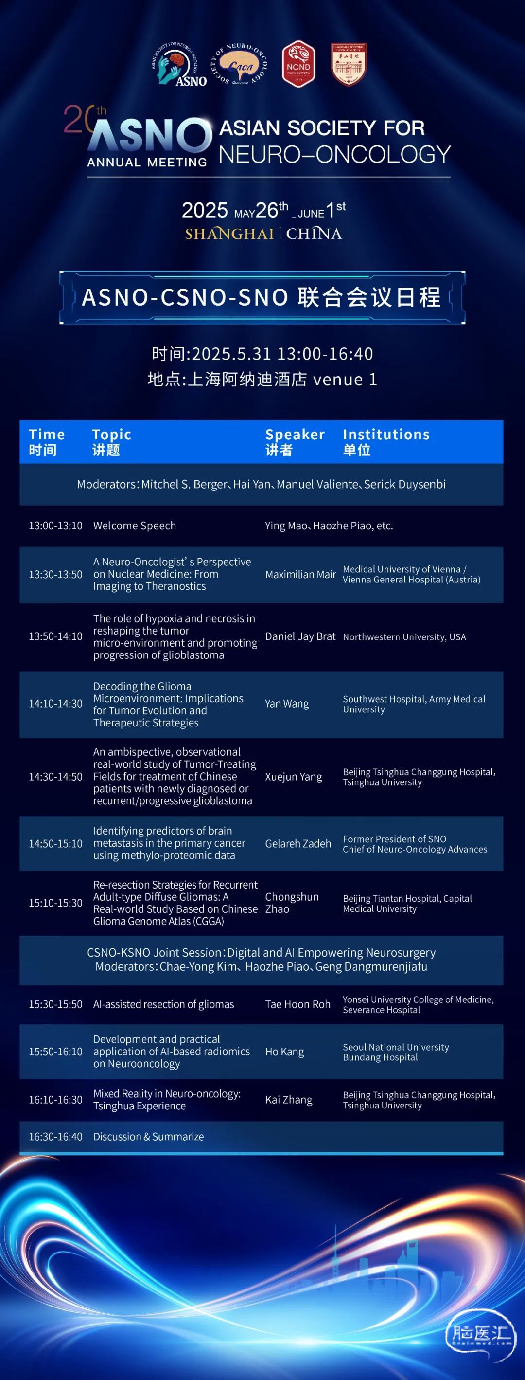 2025 ASNO丨ASNO-CSNO-SNO联合会议精彩预告，5月31日盛会开启，与您相约上海，不见不散！ - 脑医汇